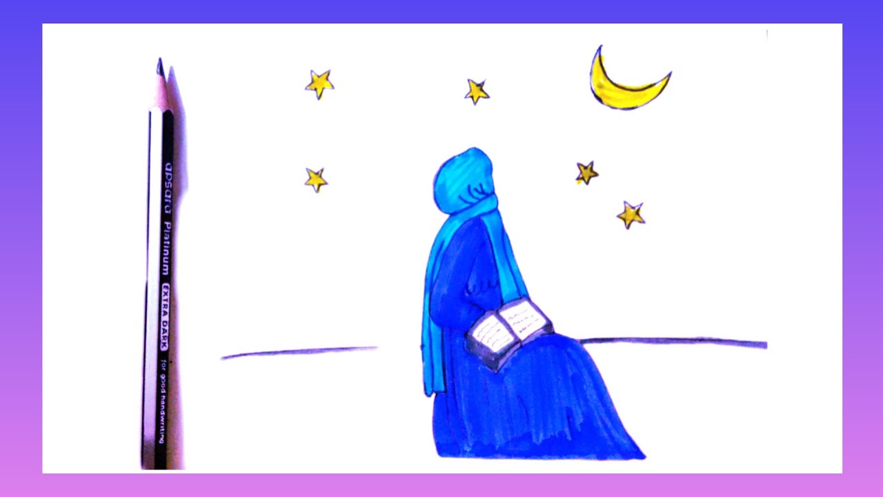 How to Draw muslim girl Ramadan Drawing / Islamic drawing for Ramadan ...