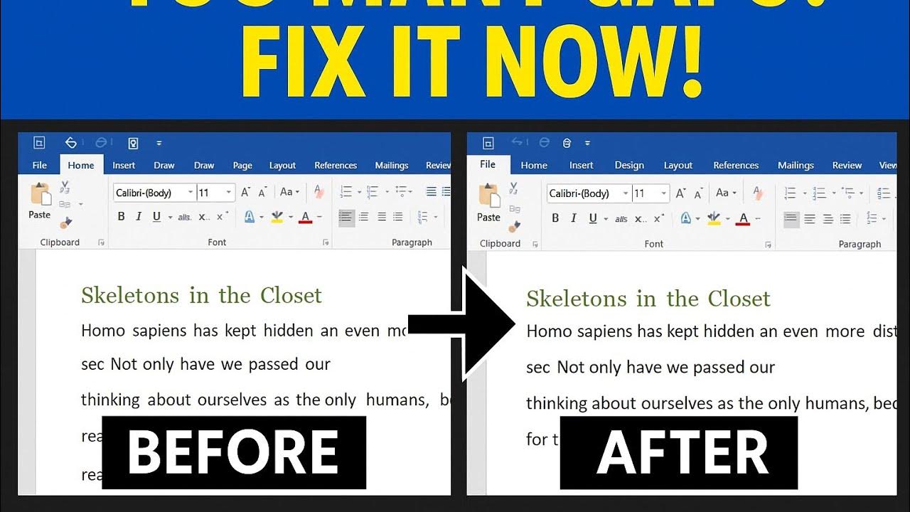“How to Remove Extra Blank Space in MS Word (Easy Fix)” “Fix Line Gaps in MS Word in 56 Second ...
