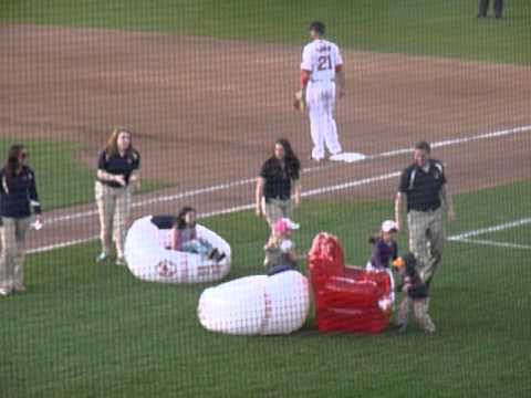 The kids playing musical chairs at the Sea Dogs game. - YouTube