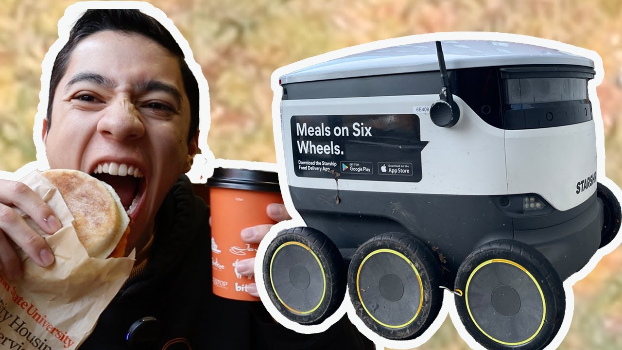 I tried the Food Delivery Robots at College! (Starship) - YouTube