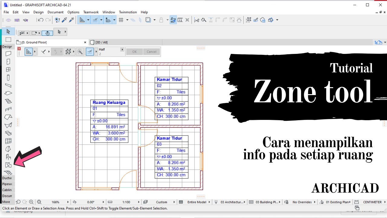 ZONE TOOL ARCHICAD, MENAMPILKAN INFO PADA SETIAP RUANGAN - YouTube