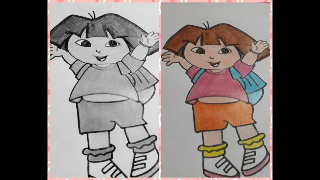 How to draw Dora|Kids and Beginners Dora Drawing|Dora the Explorer ...