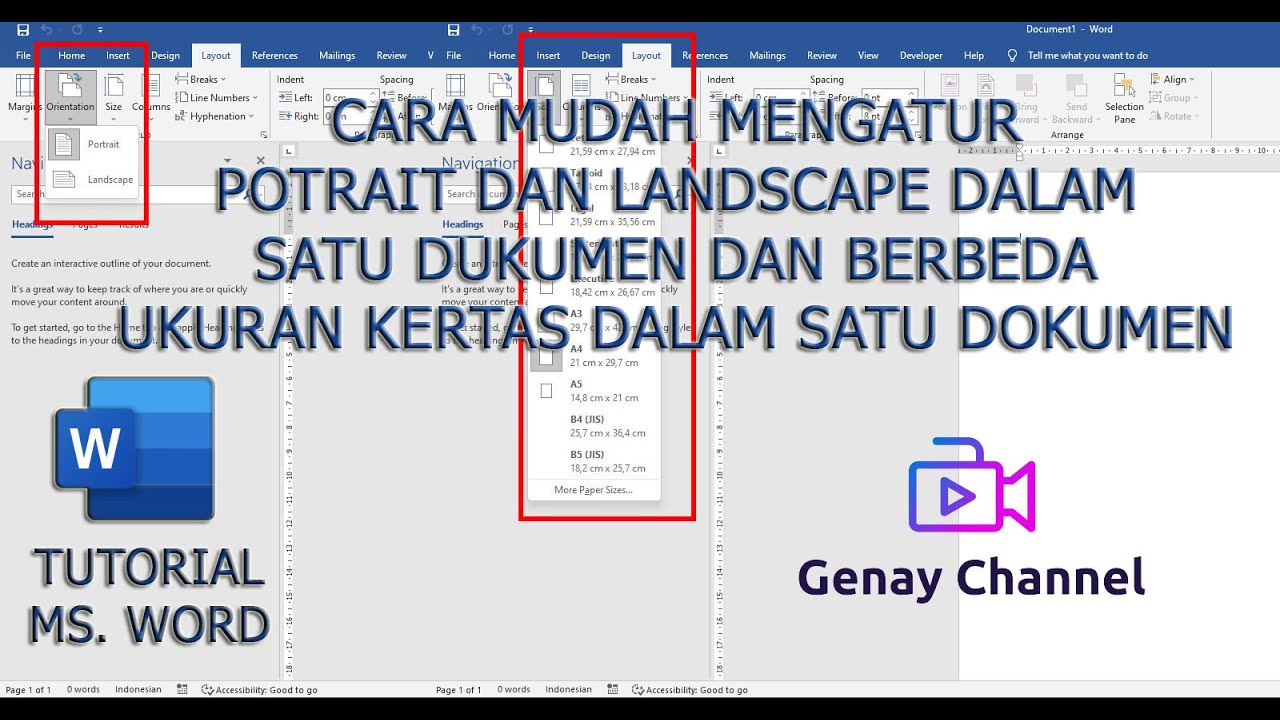 Cara Mengatur Portrait dan Landscape dan Cara Mengatur Beda Jenis ...
