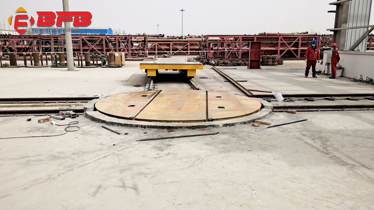 40 Ton Transfer Cart Turntable, Bogie Turntable On Cross Rails - YouTube
