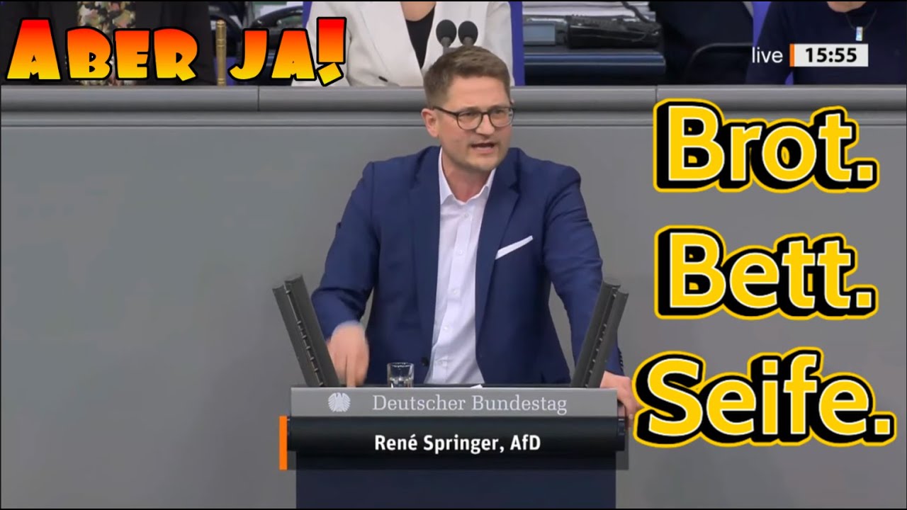 "Brot, Bett und Seife!" René Springer (AfD) versorgt "Asylanten" 😂 ...