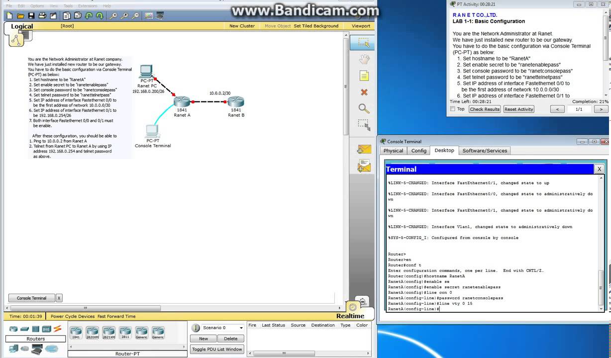 Packet Tracer- Ranet Lab 1-1 Basic Config (Walk-through) - YouTube
