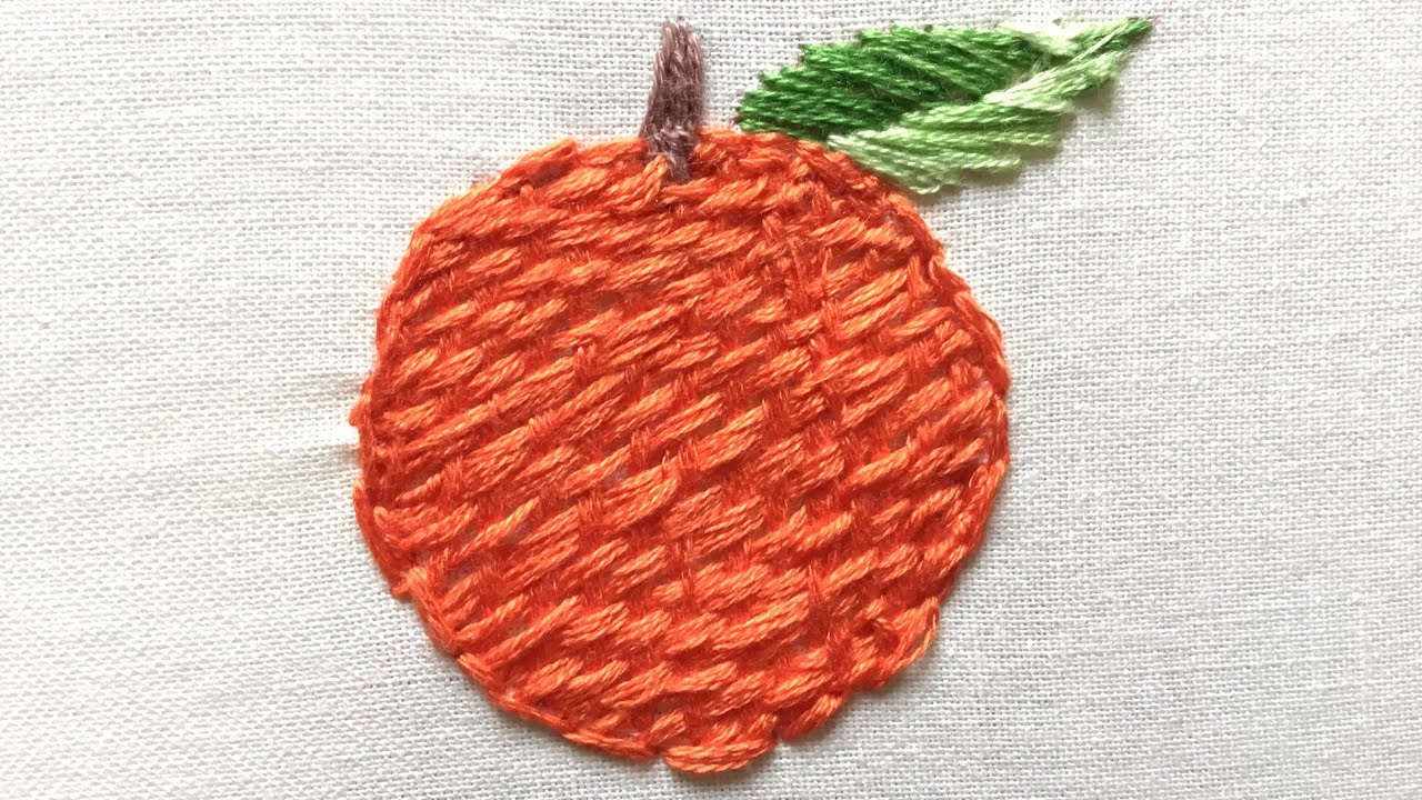Hand Embroidery : Orange Embroidery with weaving sitch - YouTube