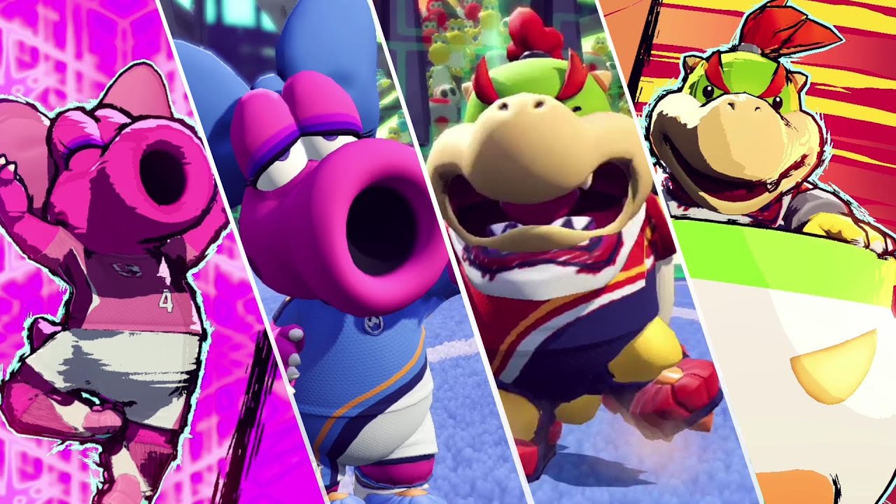 Mario Strikers Battle League All Bowser Jr. & Birdo Animations & Hyper ...