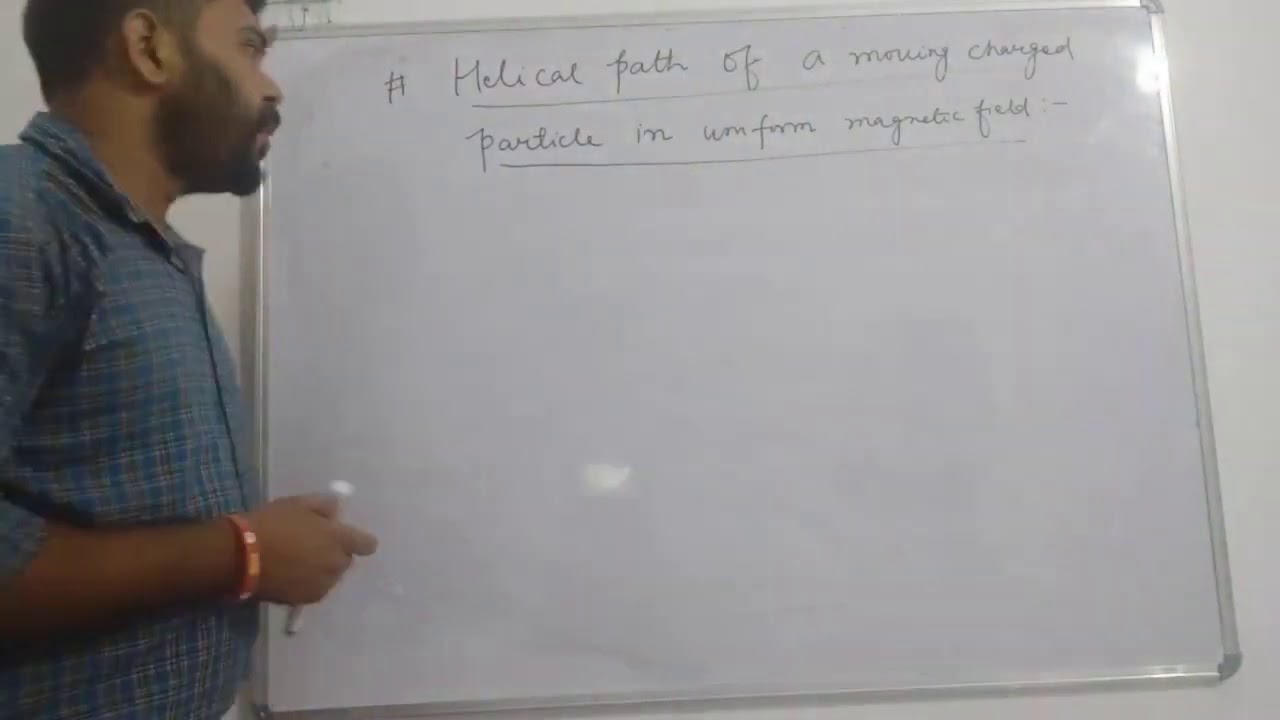 Helical path of moving charged particle in uniform magnetic field - YouTube