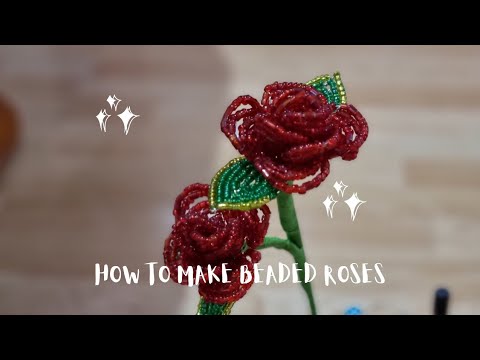 How To Make Beaded Roses/Diy Beaded roses/Beaded Flower tutorial - YouTube