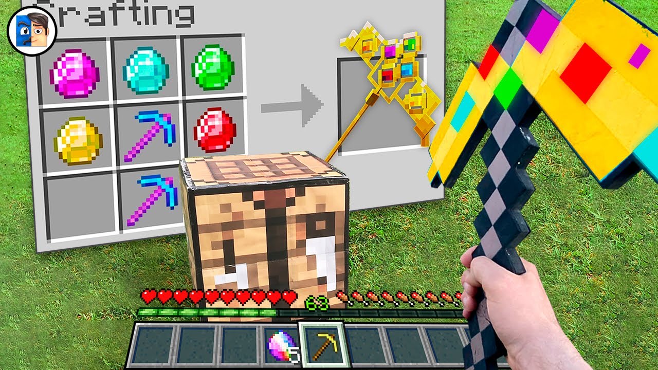 Minecraft in Real Life POV ~ CRAFTING INFINITY PICKAXE Minecraft Real ...