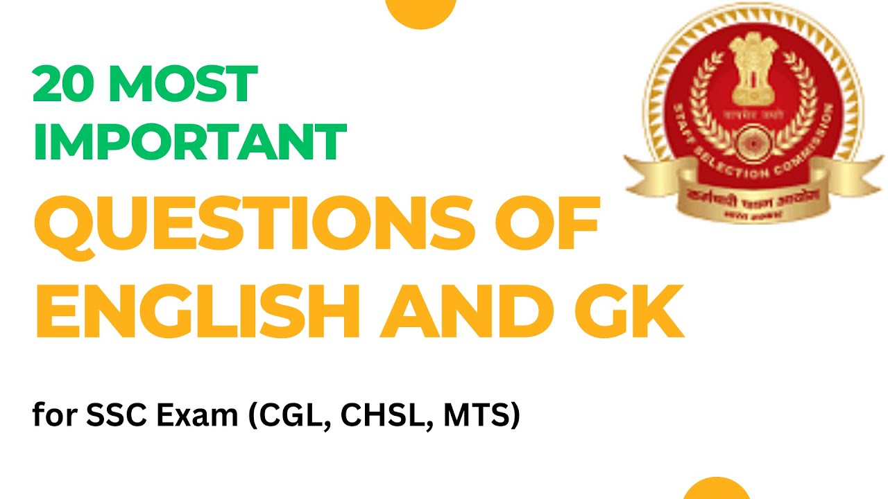 👉 20 GK & English Questions & Answers for SSC Exams - YouTube