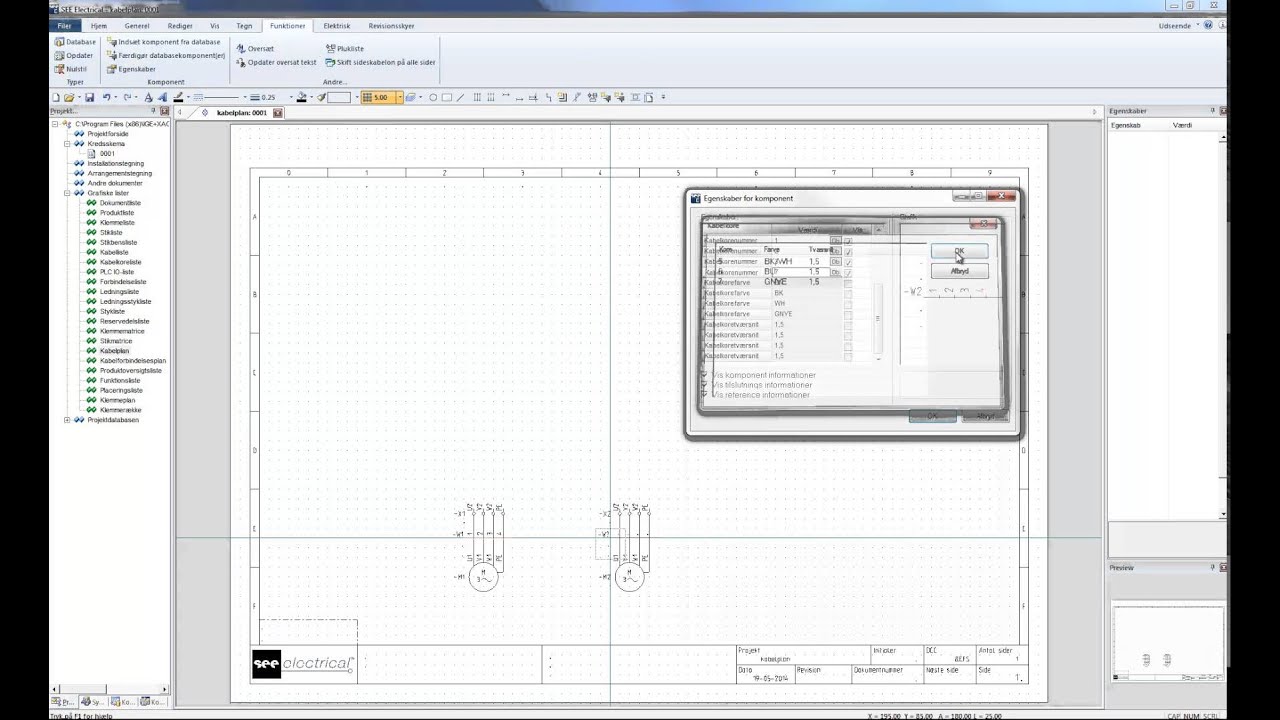 SEE Electrical: Kabelplan med ledige kabel korer i SEE Electrical - YouTube