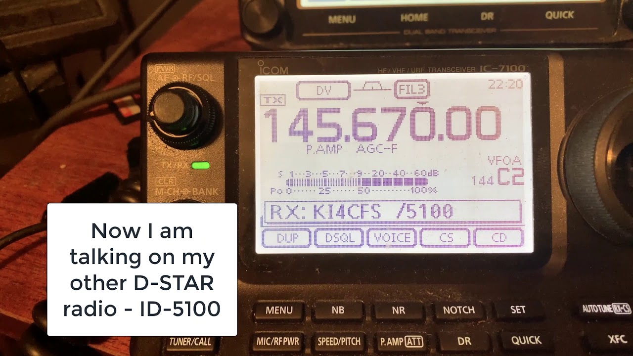 D-Star simplex 145 670 on an ICOM IC-7100 - YouTube