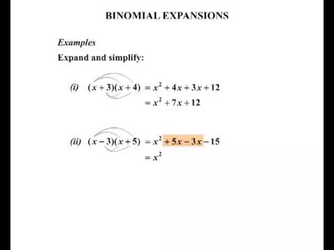 Year 9 and 10 - Binomial Expansions I - YouTube