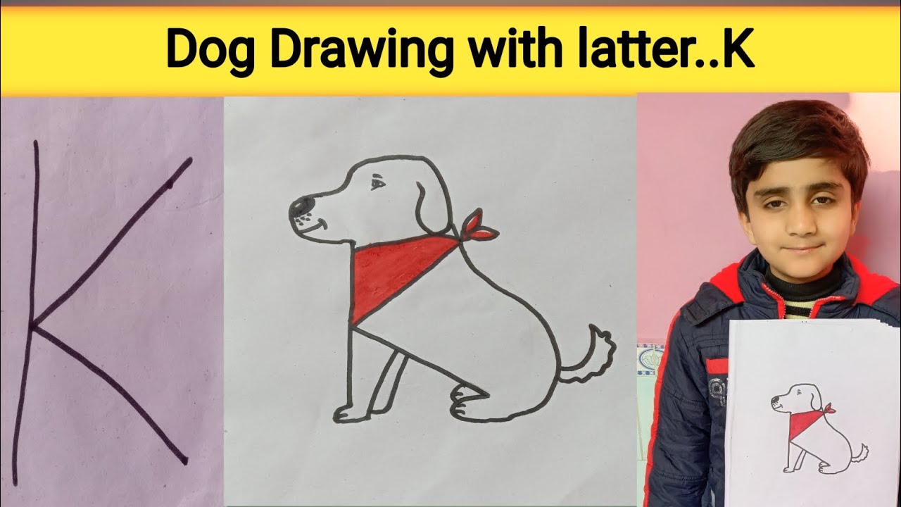 Dog Drawing with latter K | How to Draw a Dog Drawing with latter K ...