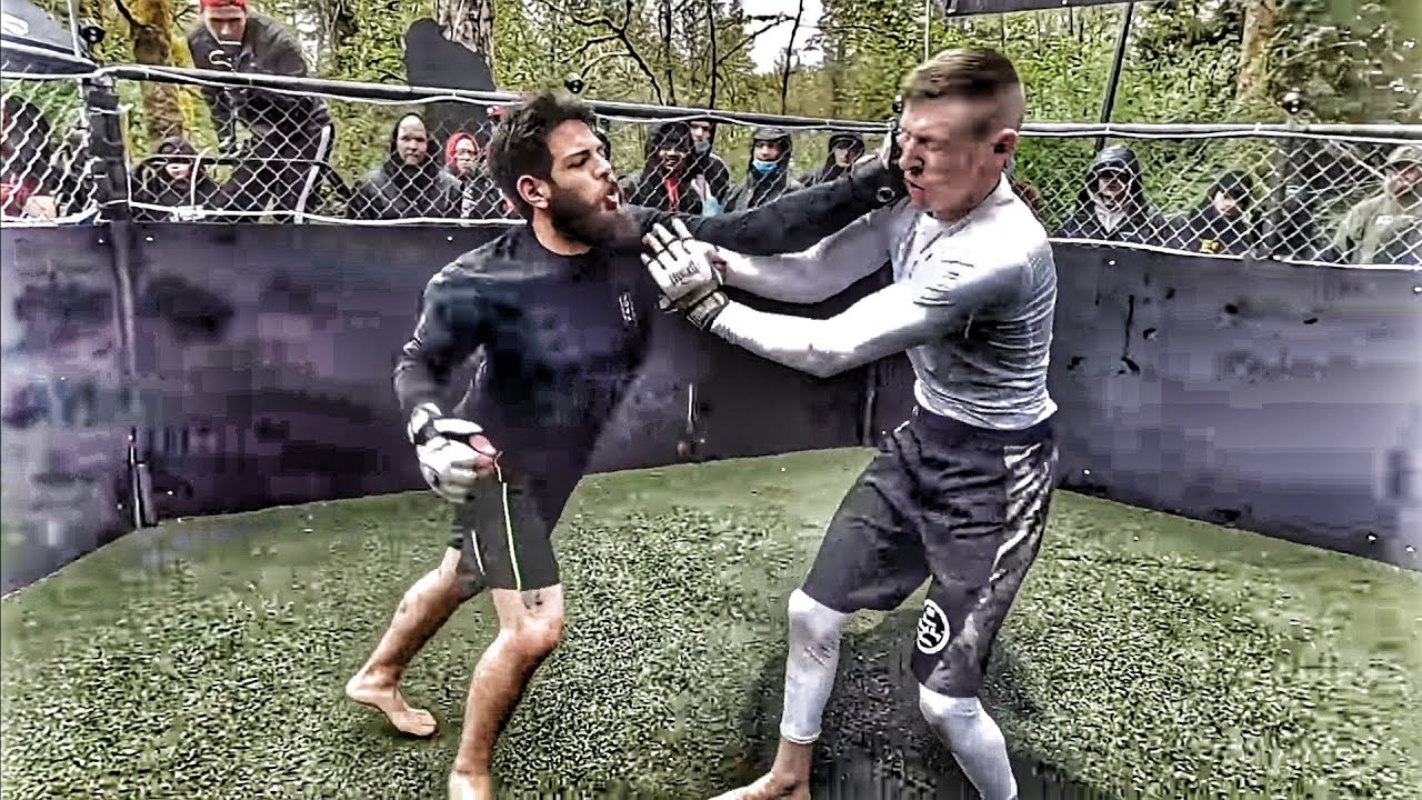 Amateur MMA title fight in our backyard cage! - YouTube