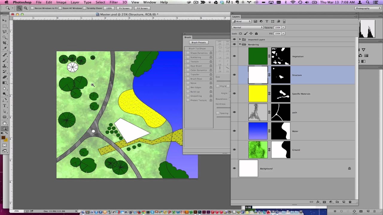 Quick plan painting/rendering in Photoshop - YouTube