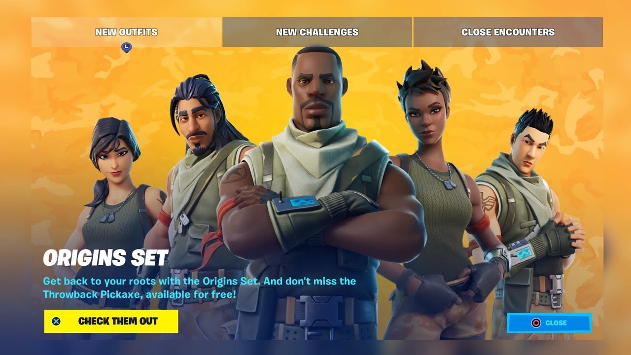 (Fortnite) ITEM SHOP - ORIGINS SET DEAFUALTS - YouTube