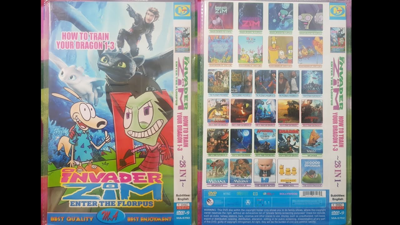 Invader Zim Enter The Florpus How To Train Your Dragon 1-3 DVD Menu ...
