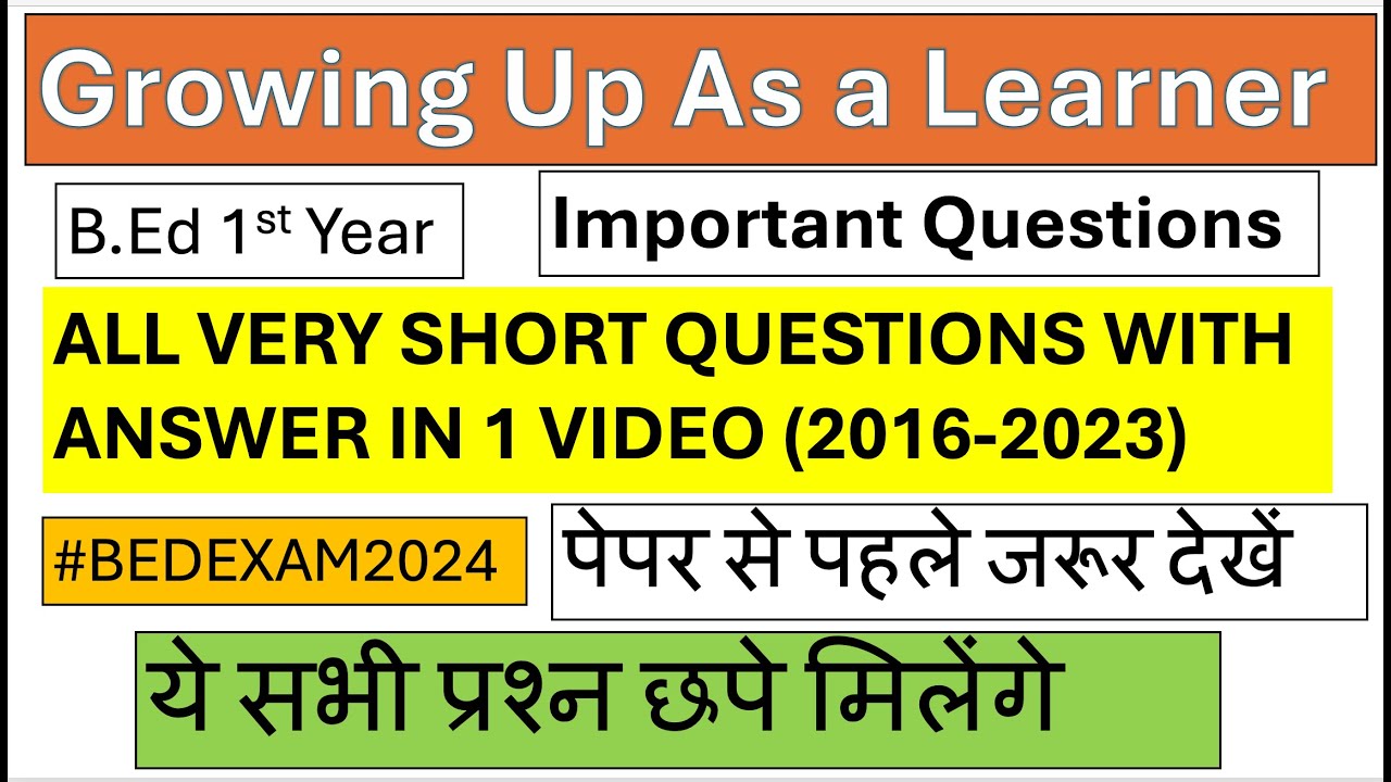 Growing Up As a Learner/All Very Short Questions With Answer ...