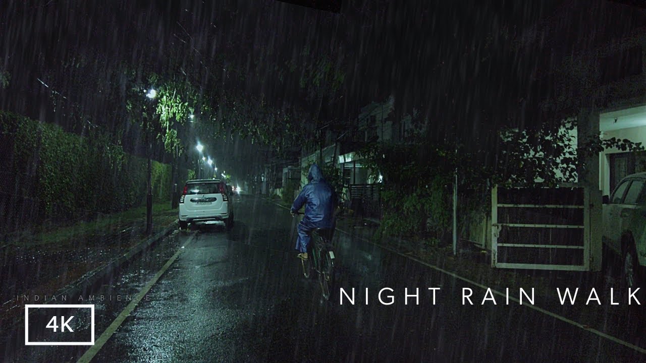 4K Rain Walk at Night in the City | Relaxing ASMR Umbrella Rain Sounds ...