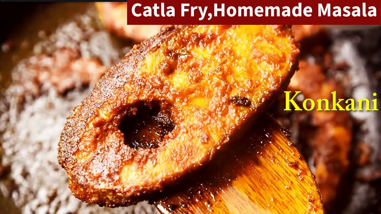 Catla fish fry in konkani | Fish fry without readymade Masala - YouTube