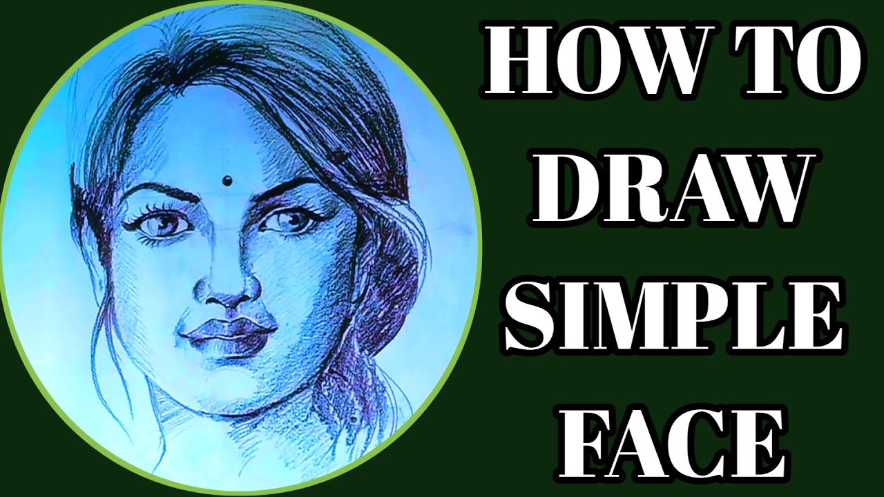 How to draw face / simple drawing women face - YouTube