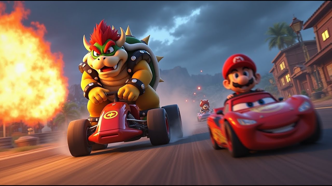 Racing to Save Peach! Mario and McQueen vs Bowser! Lightning McQueen ...