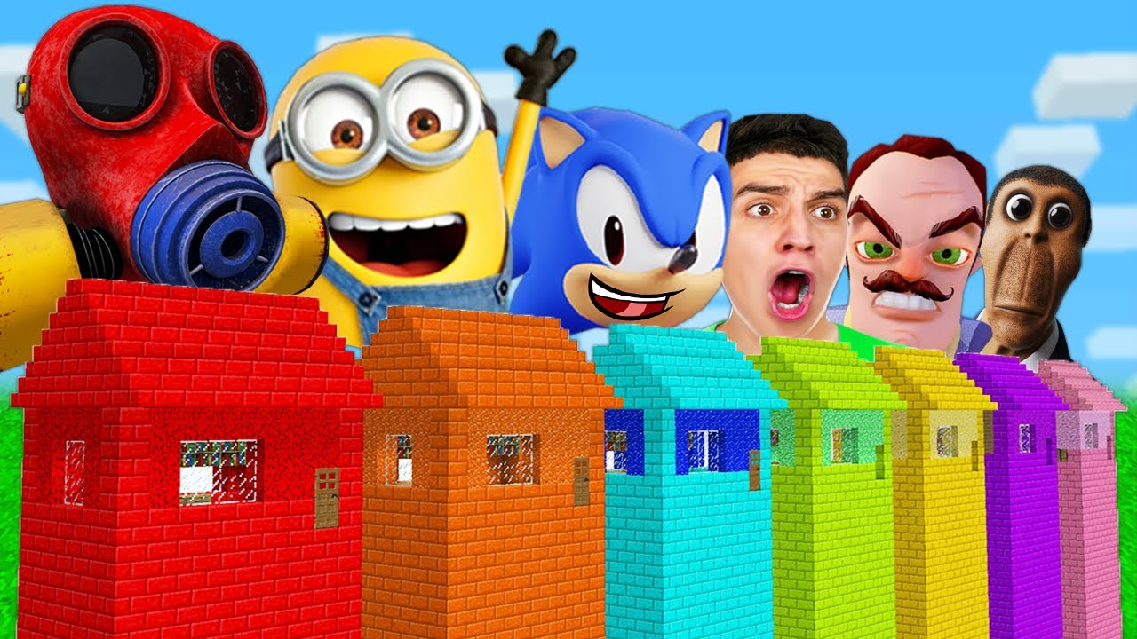 CHOOSE THE RIGHT HOUSE SONIC MINION OBUNGA JALLO NEIGHBOR IN MINECRAFT ...