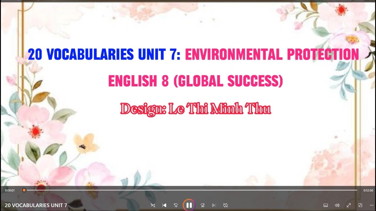 20 VOCABULARIES UNIT 7: ENVIRONMENTAL PROTECTION - ENGLISH 8 GLOBAL ...