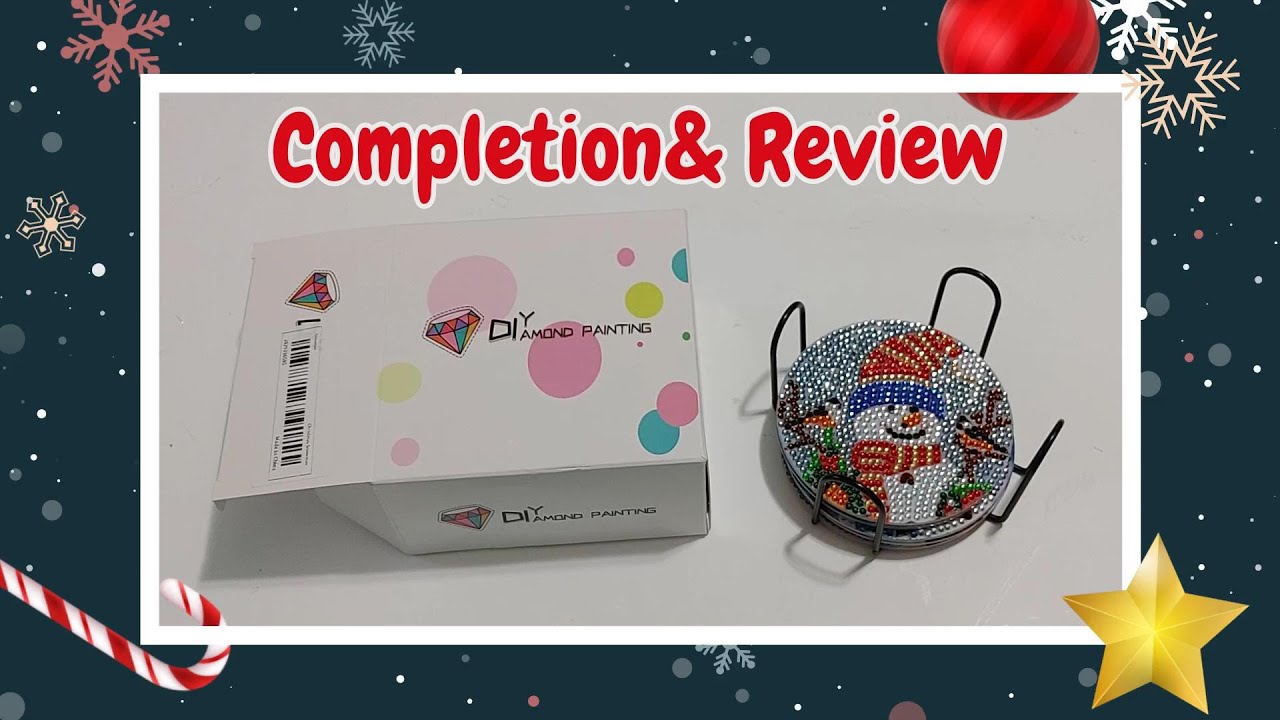 Completion & Review/ADORABLE Snowman Coaster Set #diamondpainting # ...