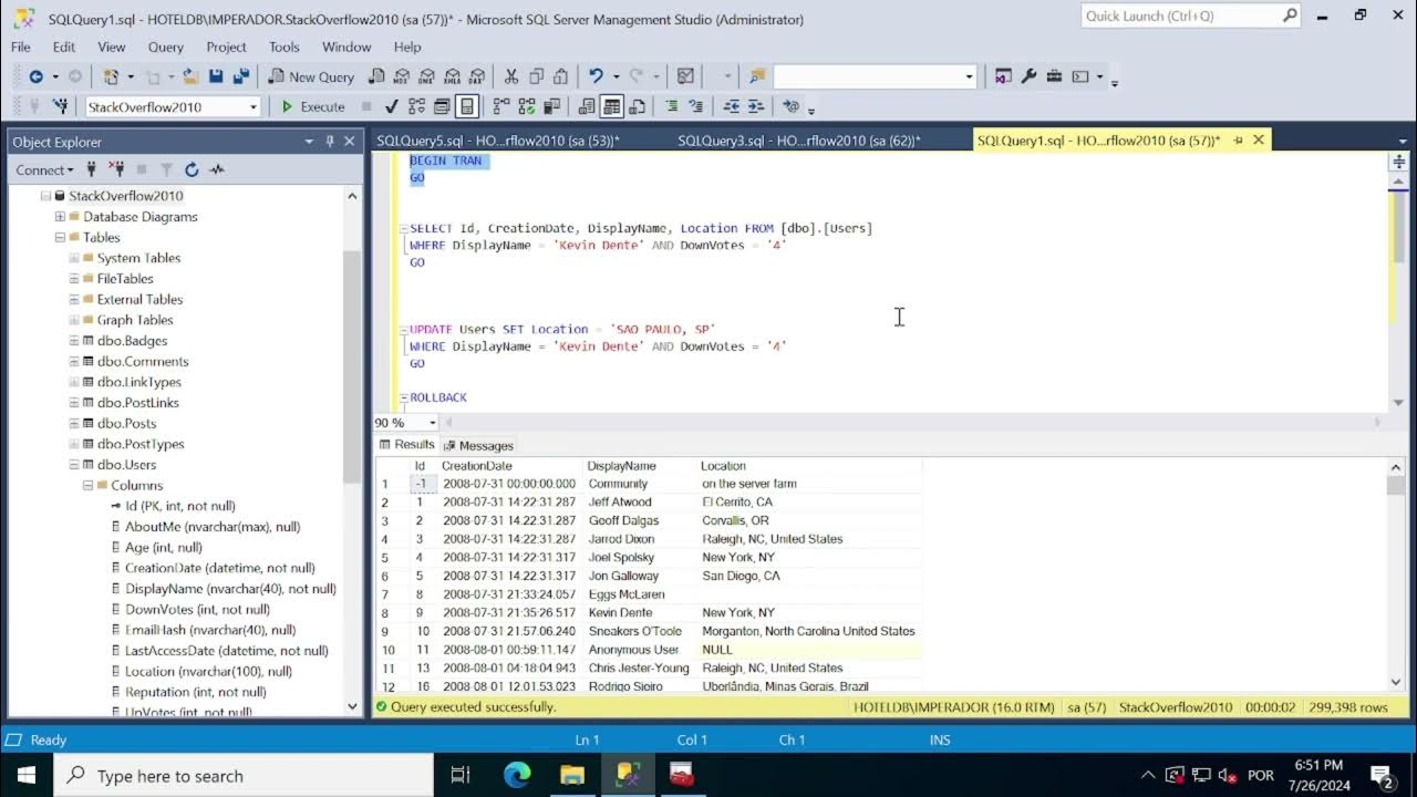 Como recuperar um UPDATE sem WHERE no SQL Server? Comandos TCL(Transactional Control Language ...