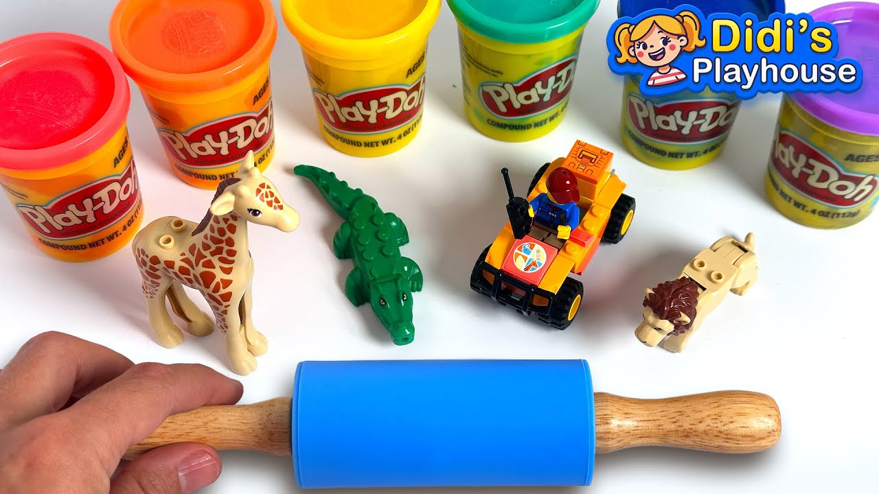 Create and Learn Animals with Play Doh & Safari Set - YouTube