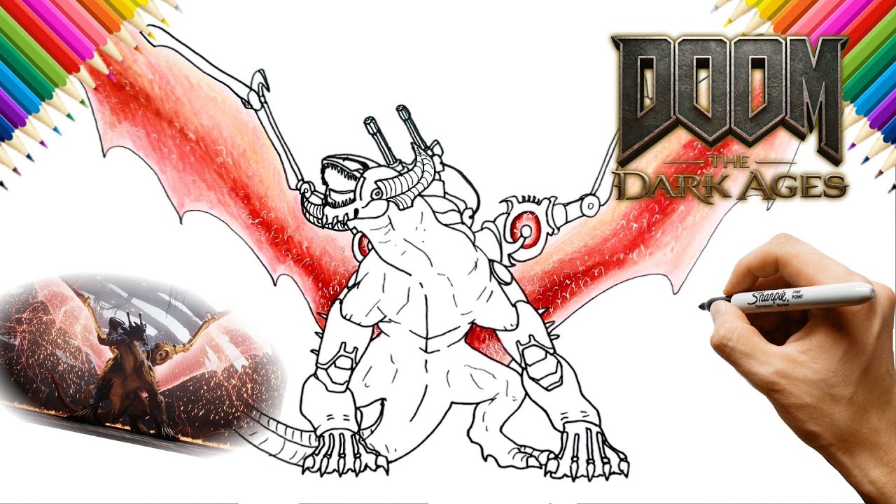 How to Draw Slayer's Dragon Step by Step | Doom: the Dark Ages - YouTube