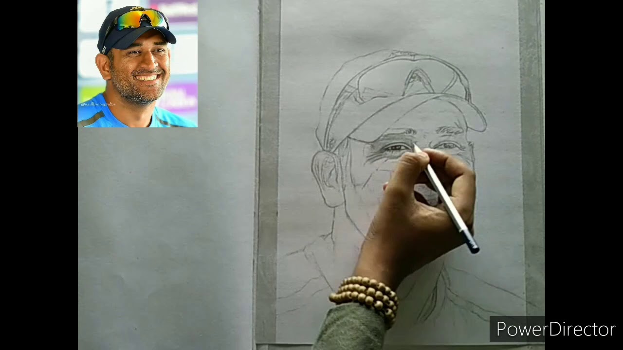 How to shading MS Dhoni's portrait from beginning. - YouTube