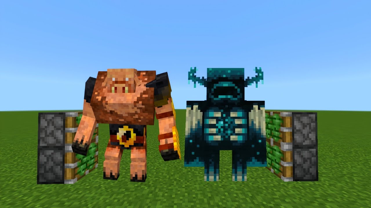Mutant piglin brute + Warden =? | in minecraft| - YouTube