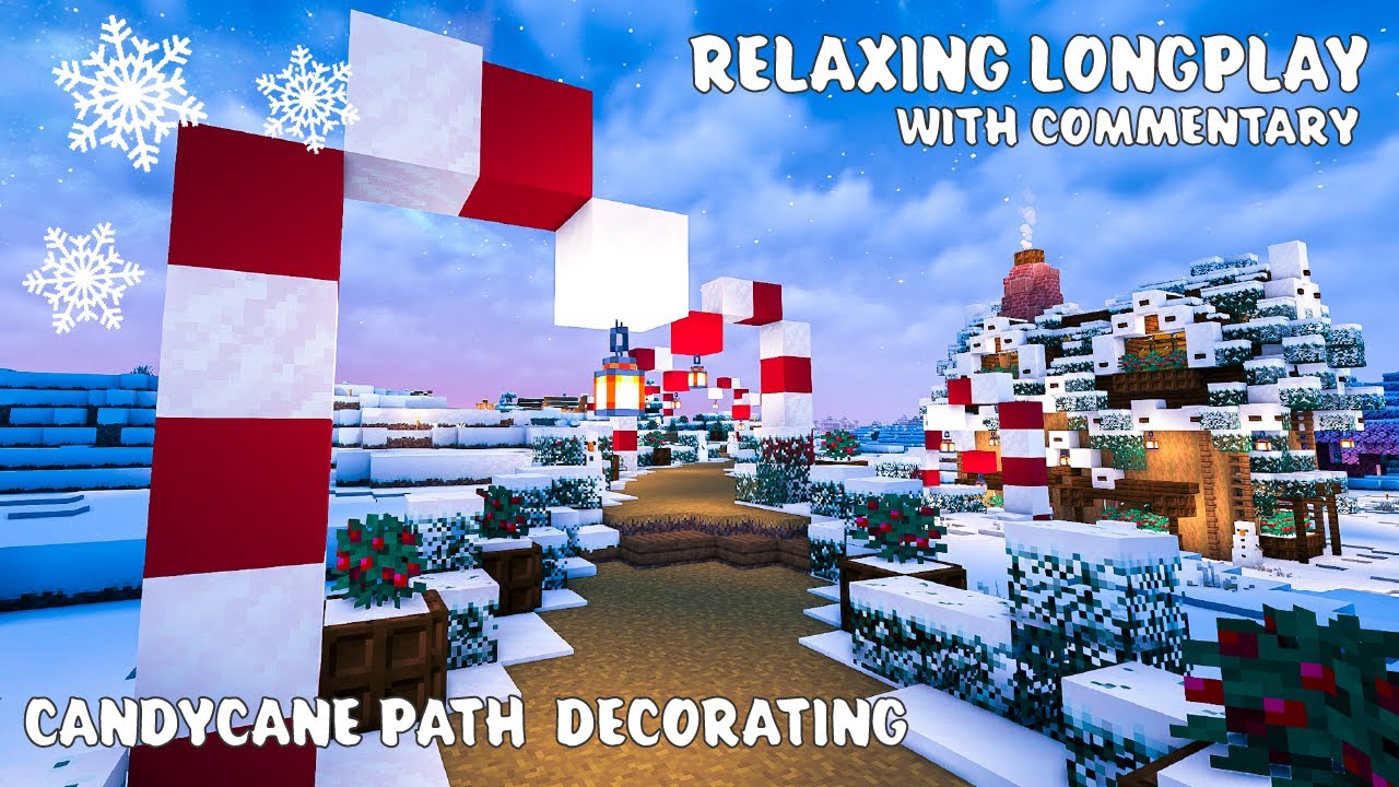 Relaxing Minecraft Longplay ️ Candycane Path Decorating (with ...
