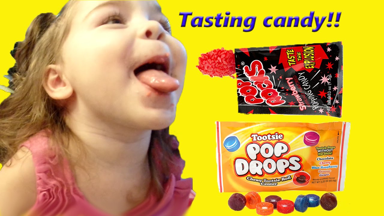 Tasting Pop Rocks for first time also Tootsie pop drops!! Fun for ...