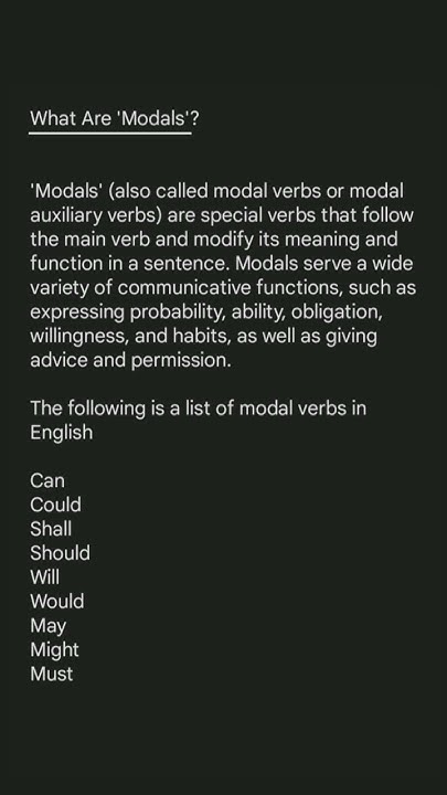 What is modals (modal verb) ? || modal verbs || English grammar ...