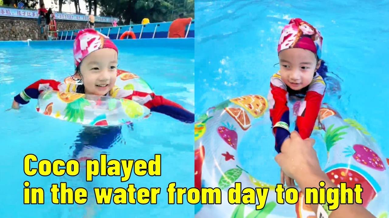 Coco played in the water from day to night.【Parent-child Adventure Coco ...