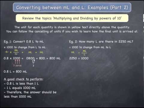 Converting between mL and L: Examples (Part 2) - YouTube