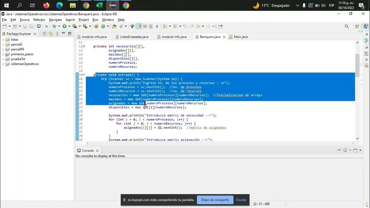 Algoritmo banquero - Codigo en Java - YouTube