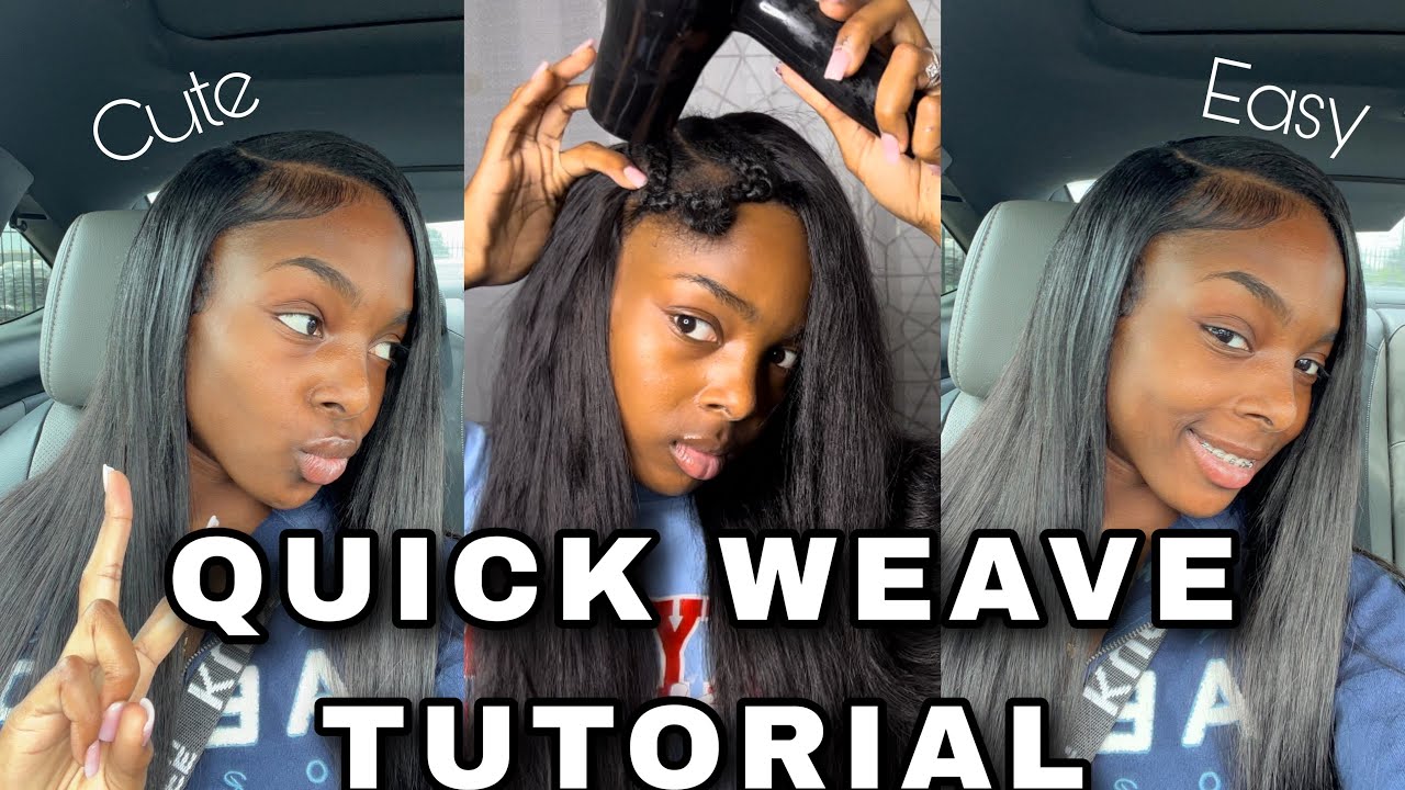 HOW TO: * Easy SIDE PART QUICKWEAVE | w/ LEAVE OUT - YouTube