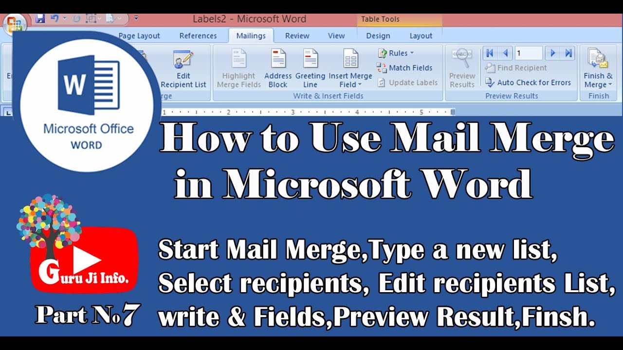 How to Use Mail Merge in Microsoft Word || Write & Insert Field ...