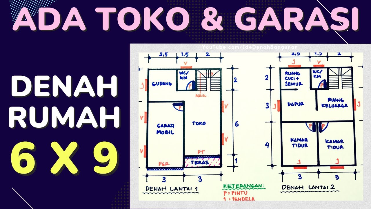 Denah Rumah 6x9 Ada Toko Dan Garasi Mobil - YouTube
