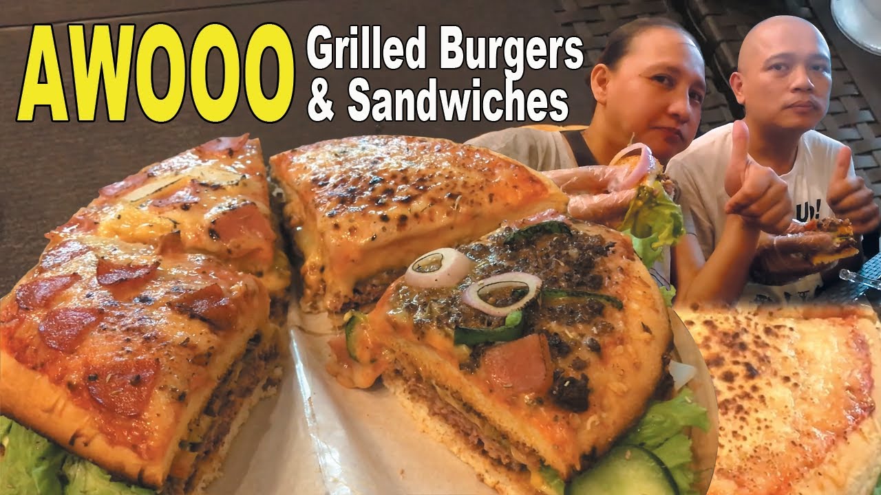 AWOOO Grilled Burgers and Sandwiches | Pizza Burger | Food Trip - YouTube