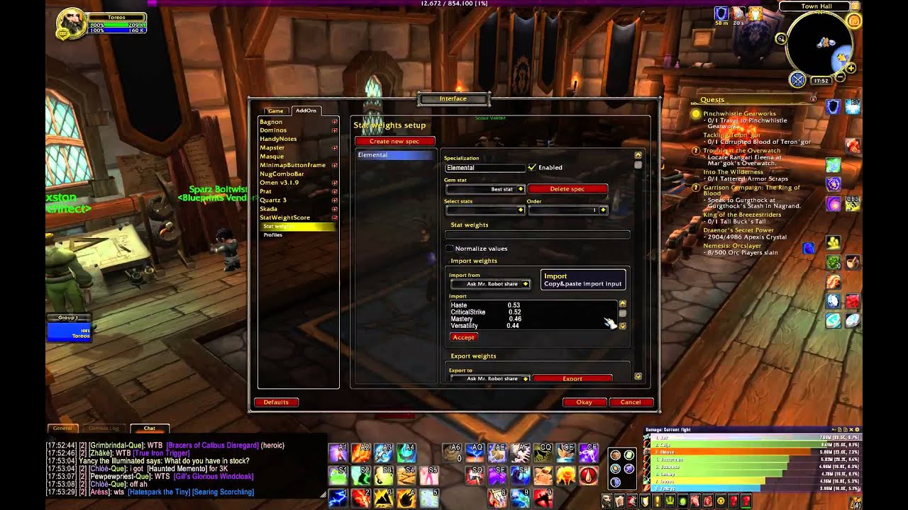How to setup Stat Weight Score in WoW - YouTube