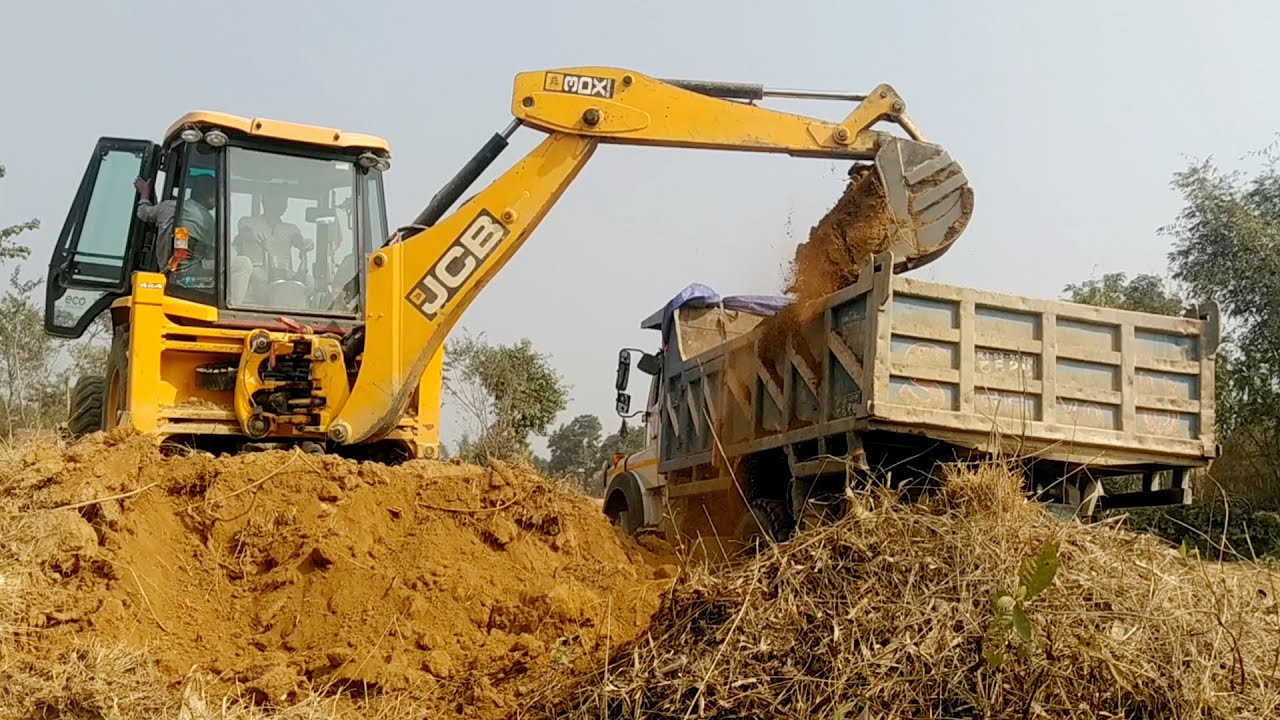 Amazing!!! Full Loading - JCB 3DX Backhoe Loading Mud in Dump Truck ...