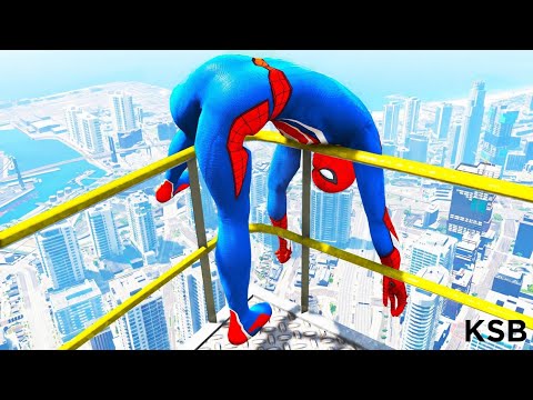 SPIDERMAN CRAZY JUMPS/FALLS #20 (GTA 5 Spider-Man Fails)